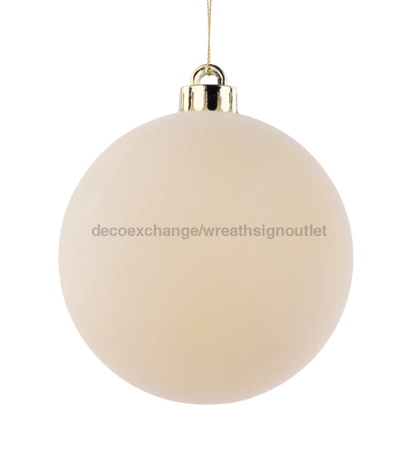 120Mm Smooth Flocked Ball Ornament Cream XH1138HY — DecoExchange®