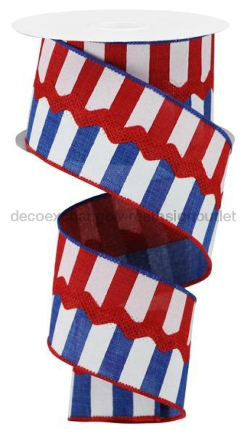 2.5"X10Yd Horizontal Stripe/Royal Ricrac Red/White/Blue RG2078A1 ...