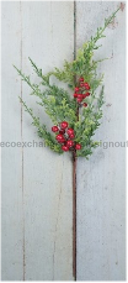 26in Snowy Cedar and Red Berry Spray ISB78032 — DecoExchange®
