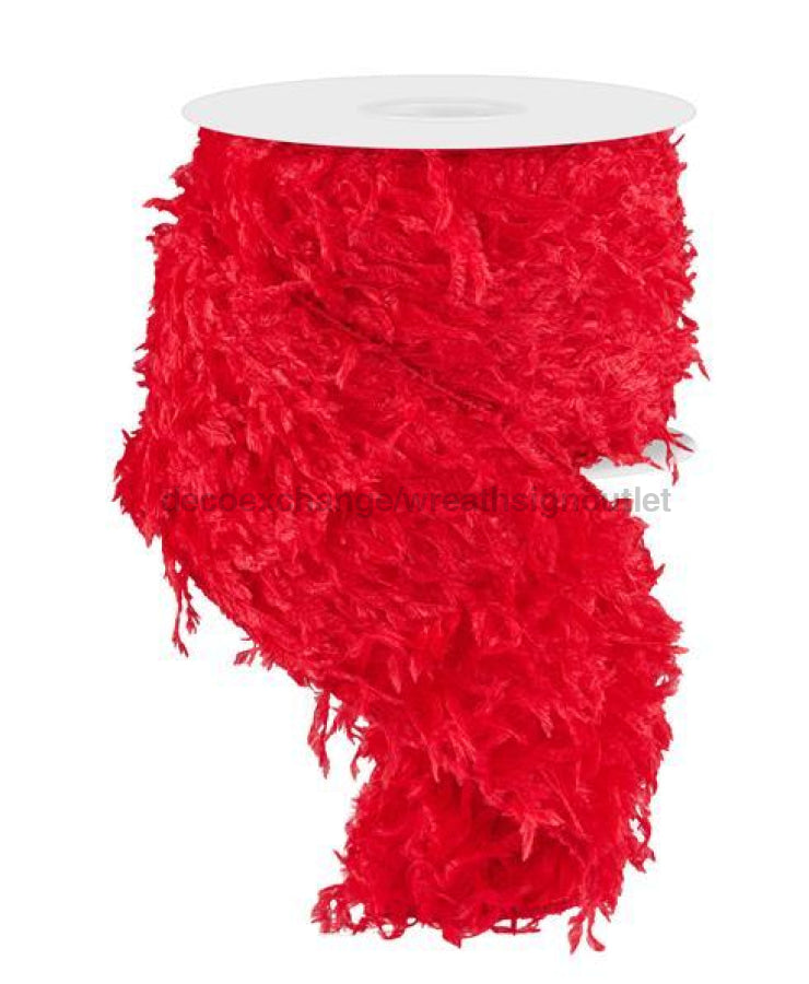 4"X10Yd Furry Ribbon Red RN588624 — DecoExchange®