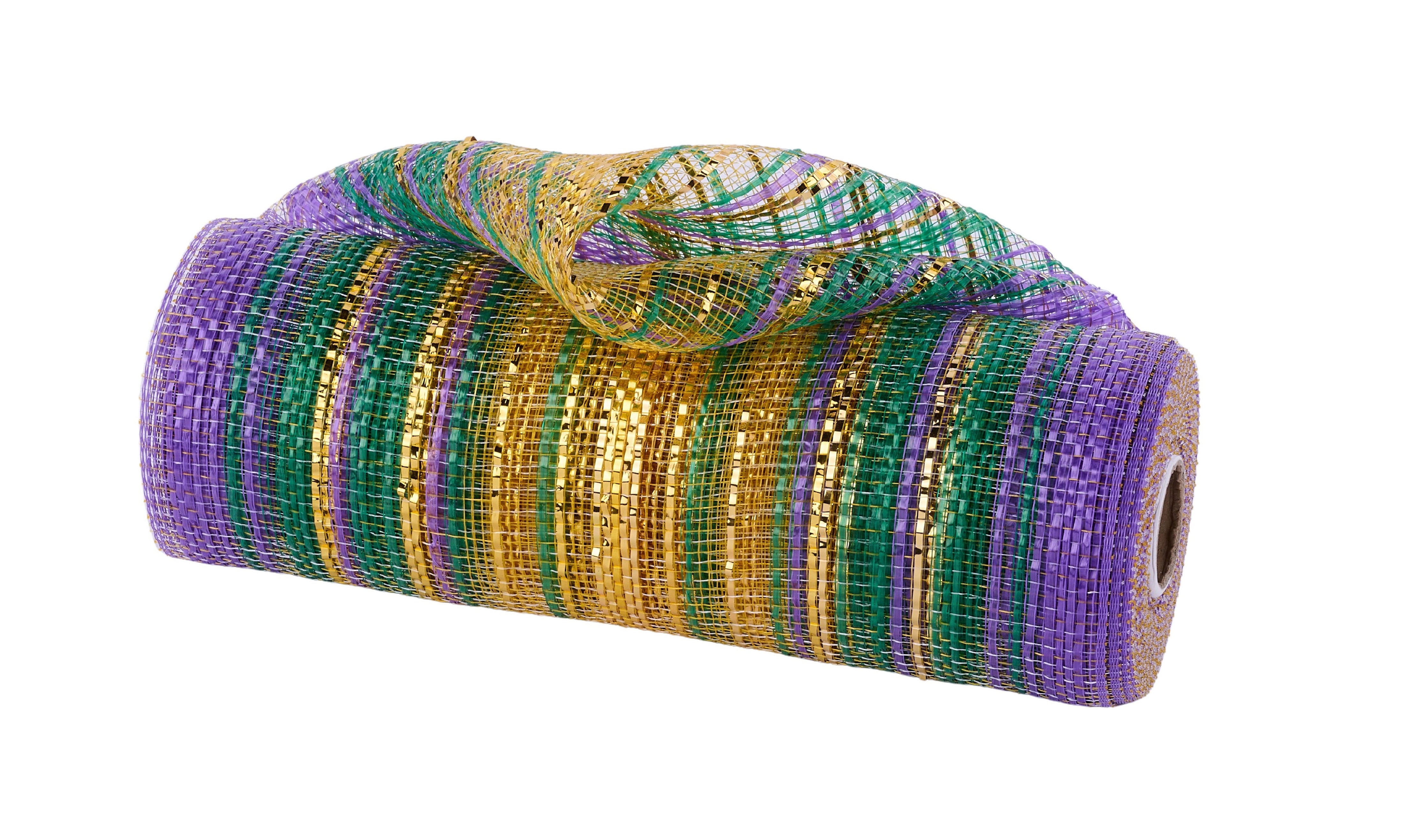 10"X10Yd Vertical Ombre W/Foil Mesh Mardi Gras RE1387W3 — DecoExchange®