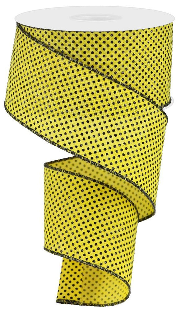 2.5"X10Yd Glitter Micro Dot On Royal Yellow/Black RGA1732AN — DecoExchange®