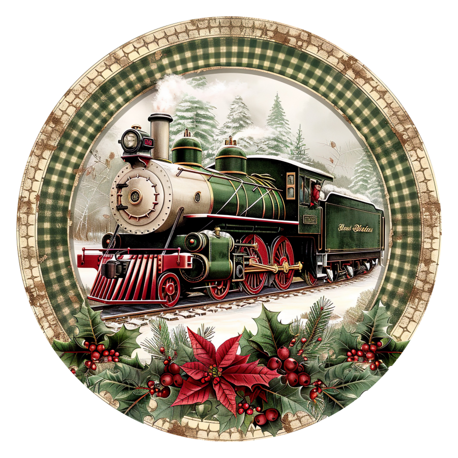 Christmas Train, DCO-102692, Sign For Wreath, 10" Metal Sign ...