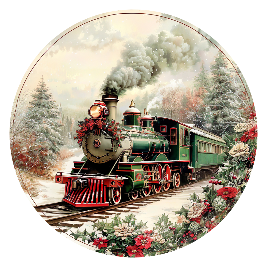 Christmas Train, DCO-102702, Sign For Wreath, 10" Metal Sign ...