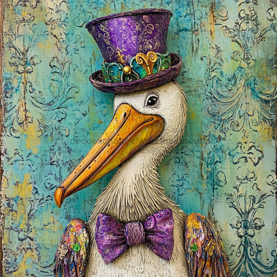 Mardi Gras Sign, Top Hat Sign, DCO-13102, Sign For Wreath, 10x10" Meta ...