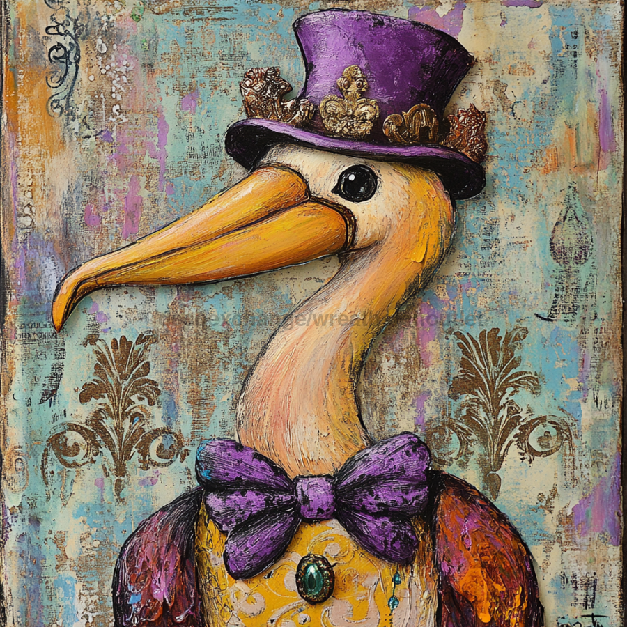 Mardi Gras Sign, Top Hat Sign, DCO-13107, Sign For Wreath, 10x10" Meta ...
