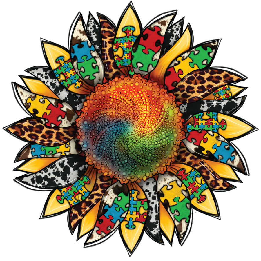 Sunflower, Autism Flower, Autism Support Flower, wood sign, DECOE-W-07 ...
